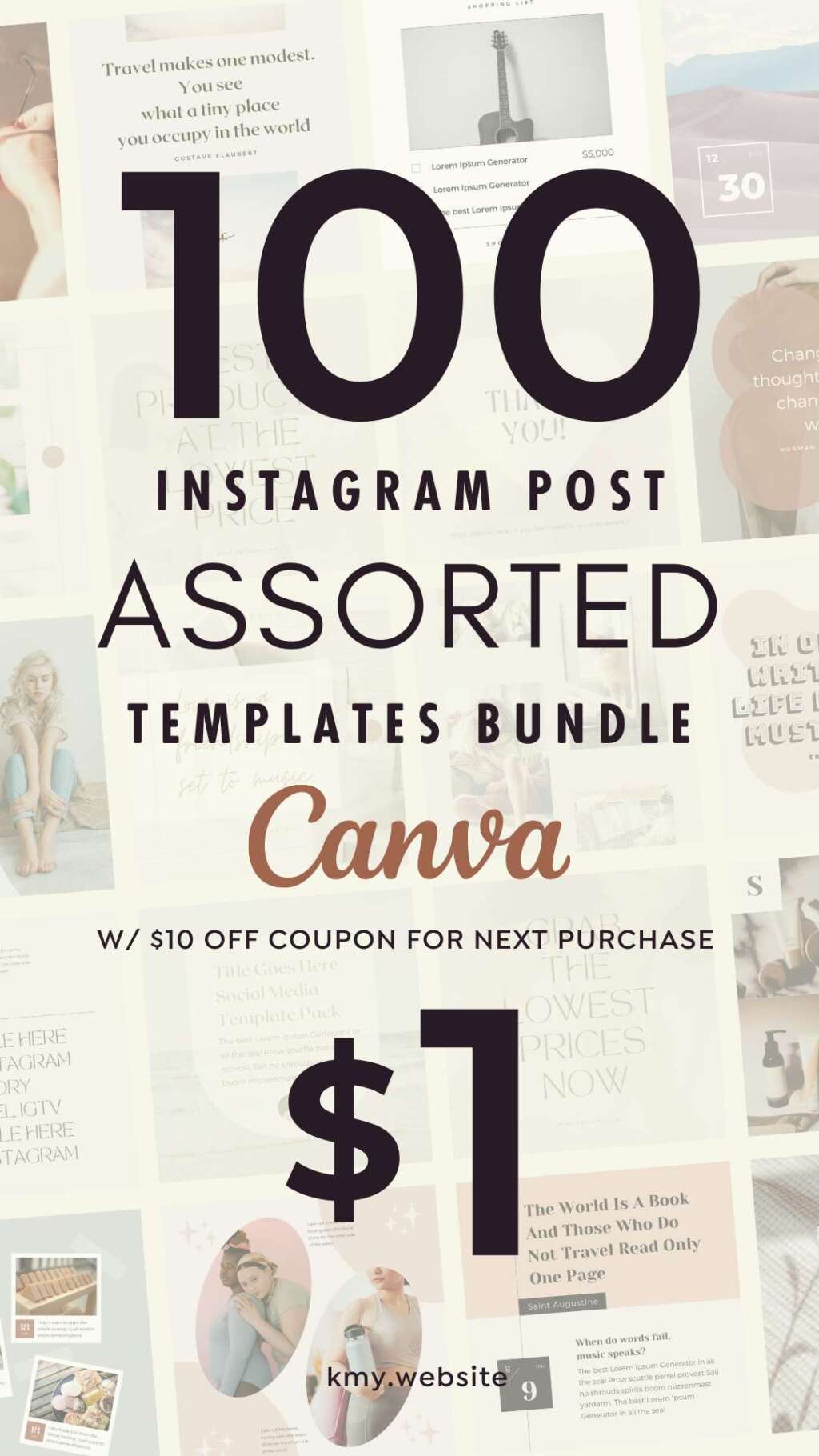100 Instagram Templates Canva Post Assorted Bundle | つくるデポ