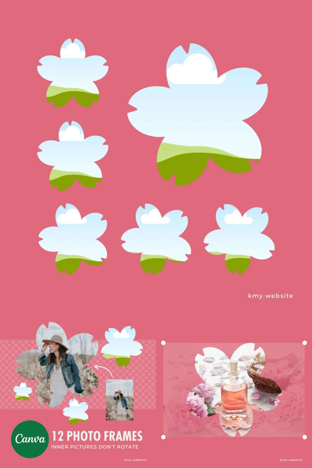 12 Cherry Blossom Photo Frames for Canva | つくるデポ