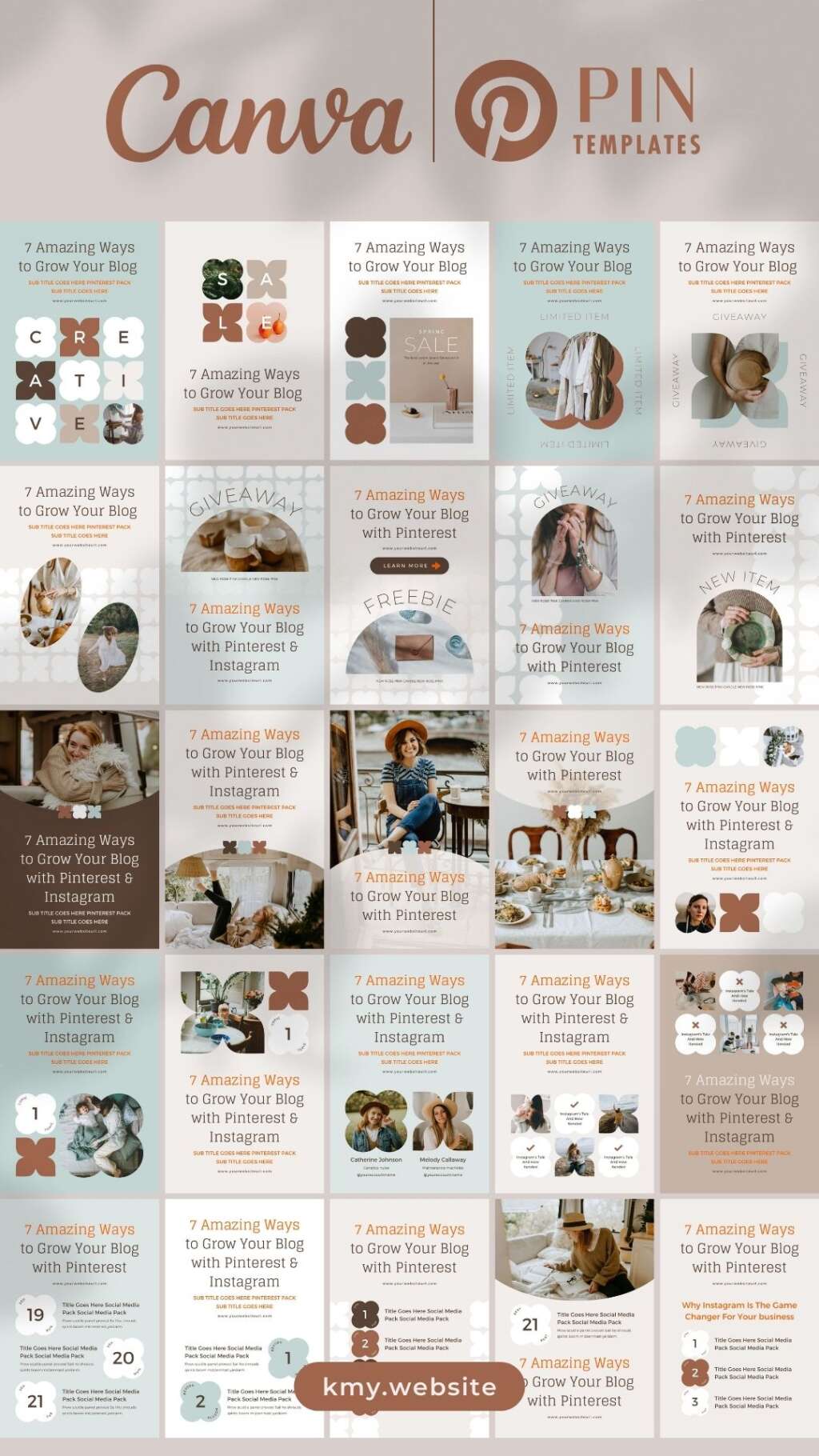 Pinterest Templates Canva Mint – Modern Retro Customizable Minimum ...