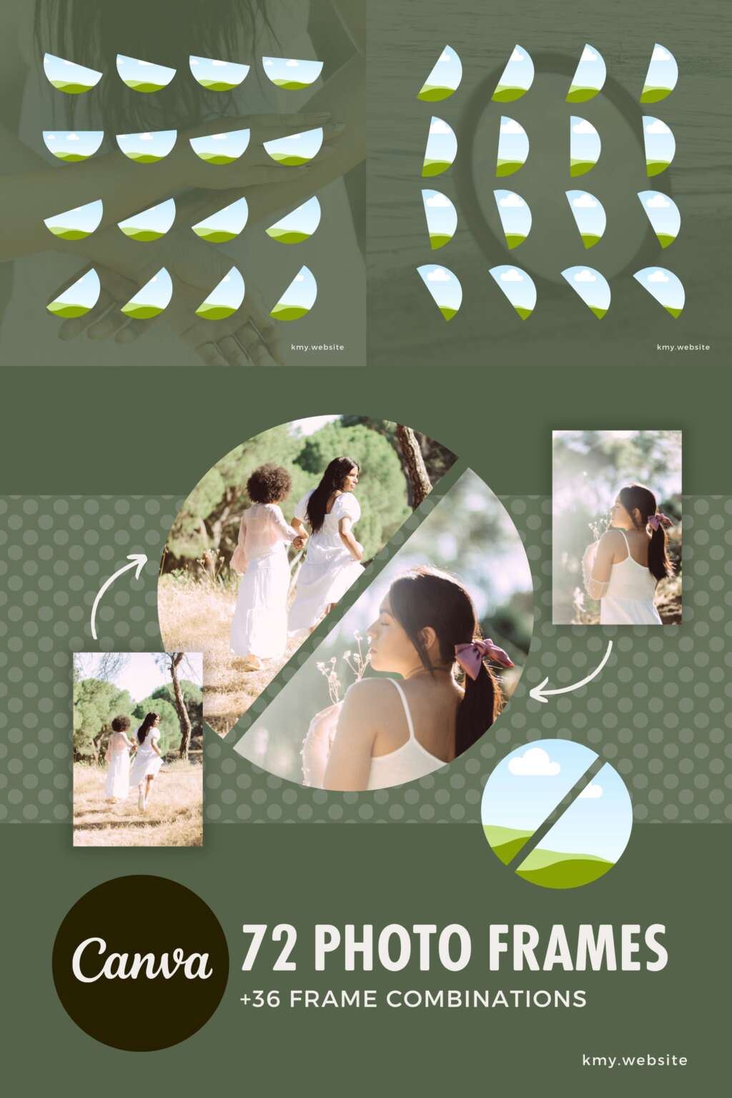 72 Semicircle Photo Frames + 36 Combinations for Canva | つくるデポ