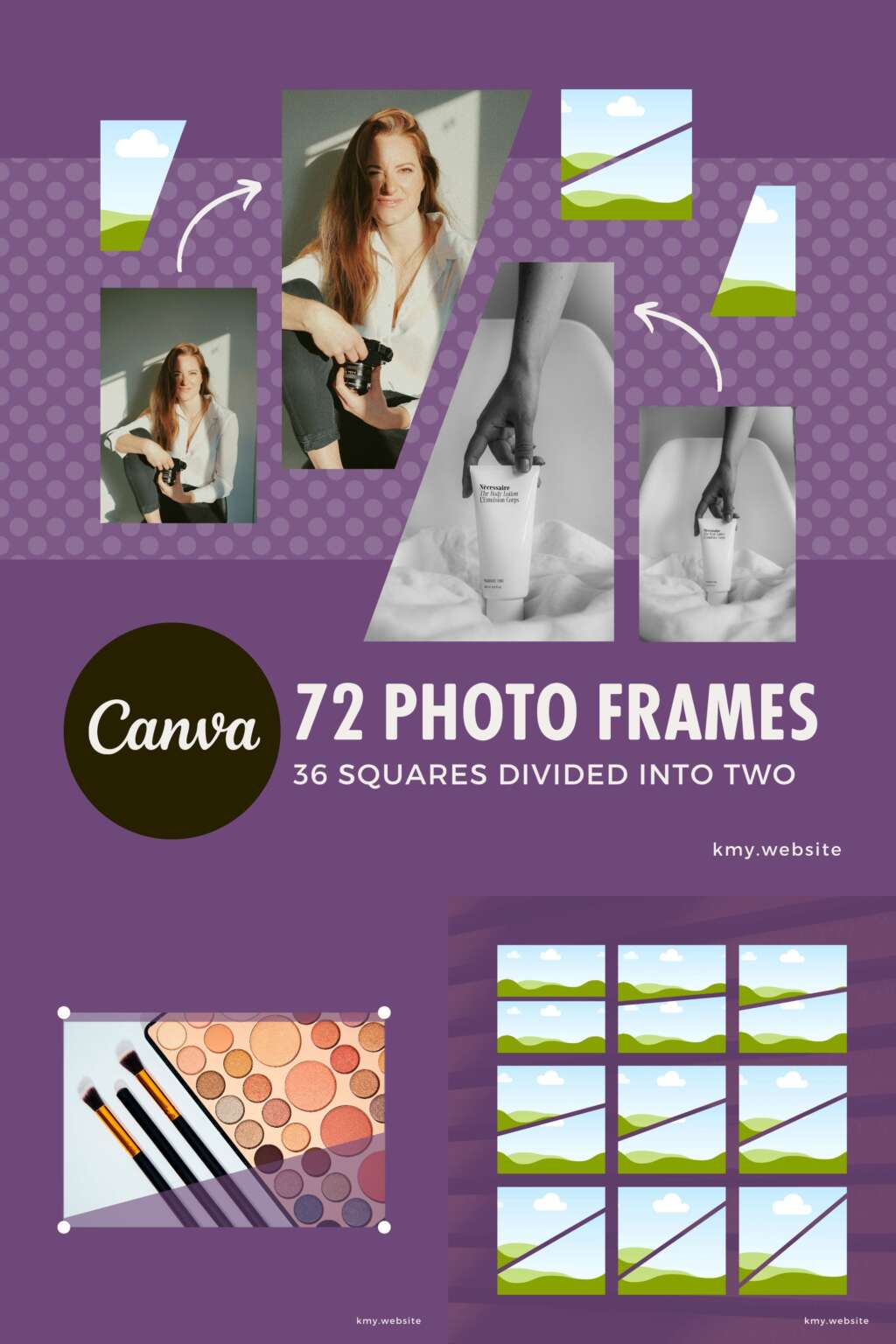 【無料サンプルあり】正方形二分割のCanva写真フレームセット | つくるデポ