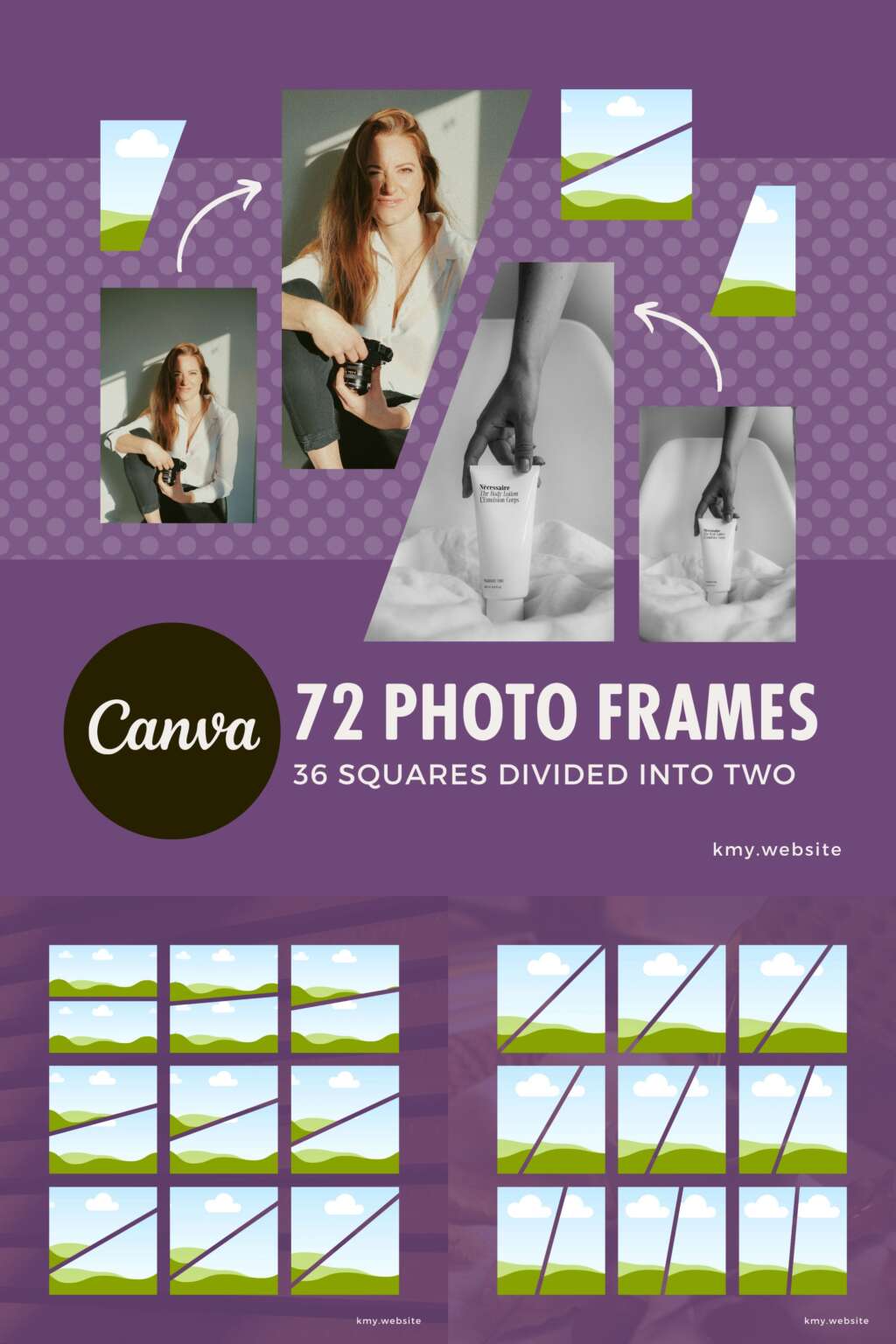 【無料サンプルあり】正方形二分割のCanva写真フレームセット | つくるデポ