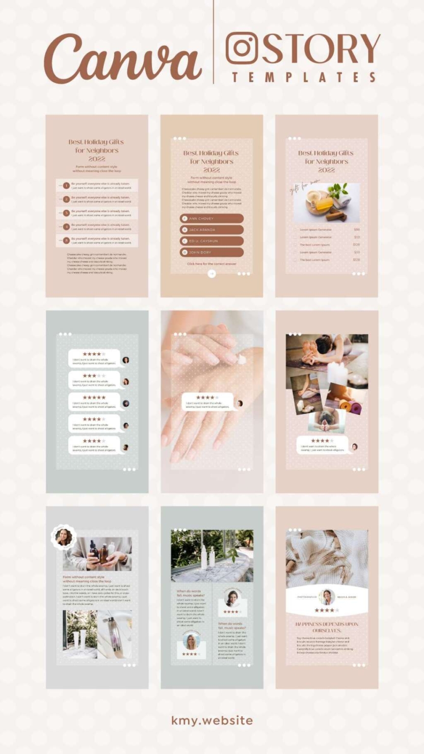 Instagram Story Templates Canva Dot – Editable Pink Beige Social Media ...
