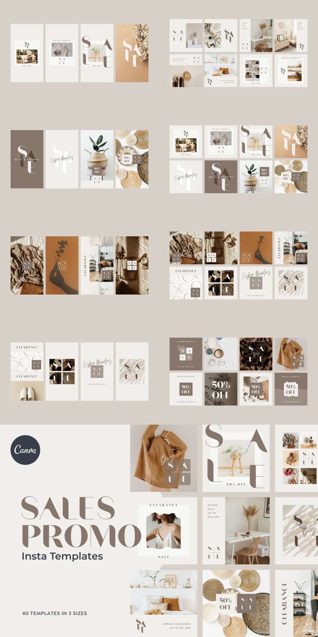 Instagram Template Canva – Elegant Minimum Sales Promotion Organic Post ...