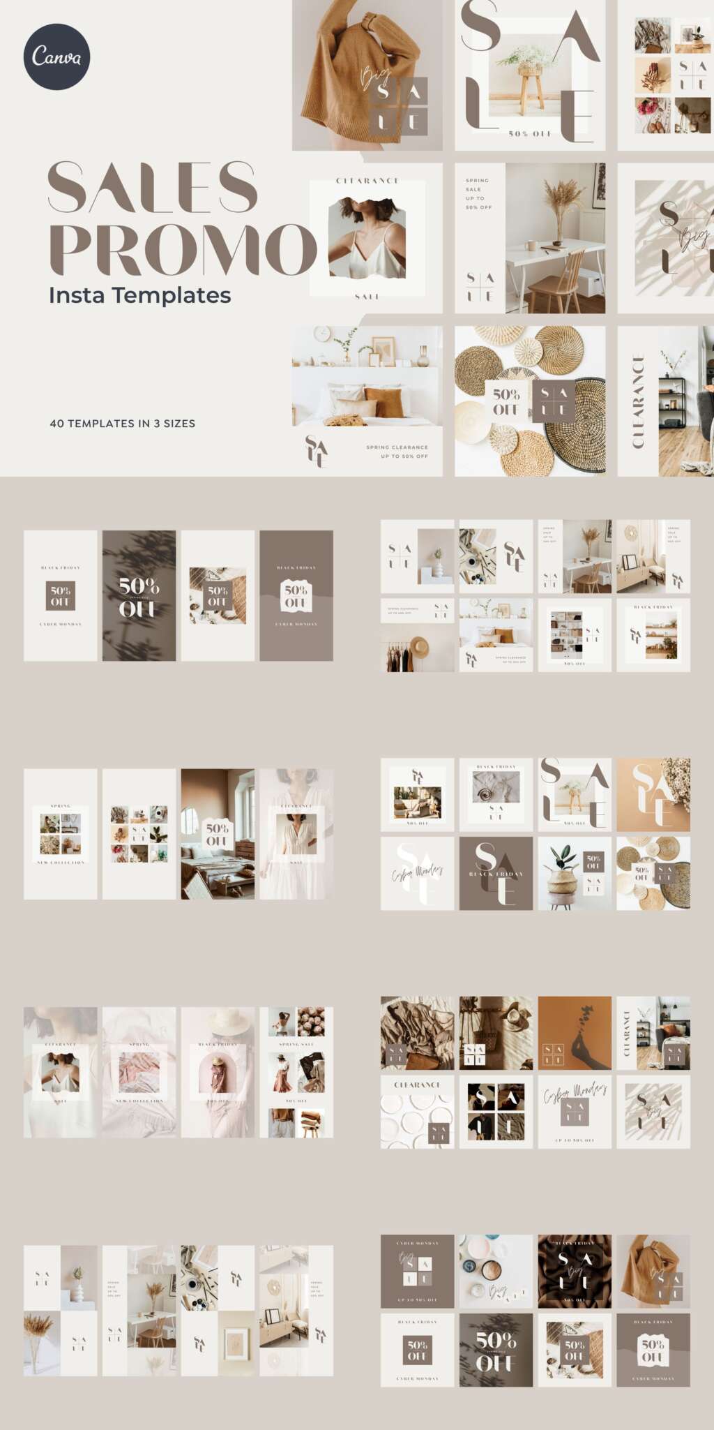 Instagram Template Canva – Elegant Minimum Sales Promotion Organic Post ...