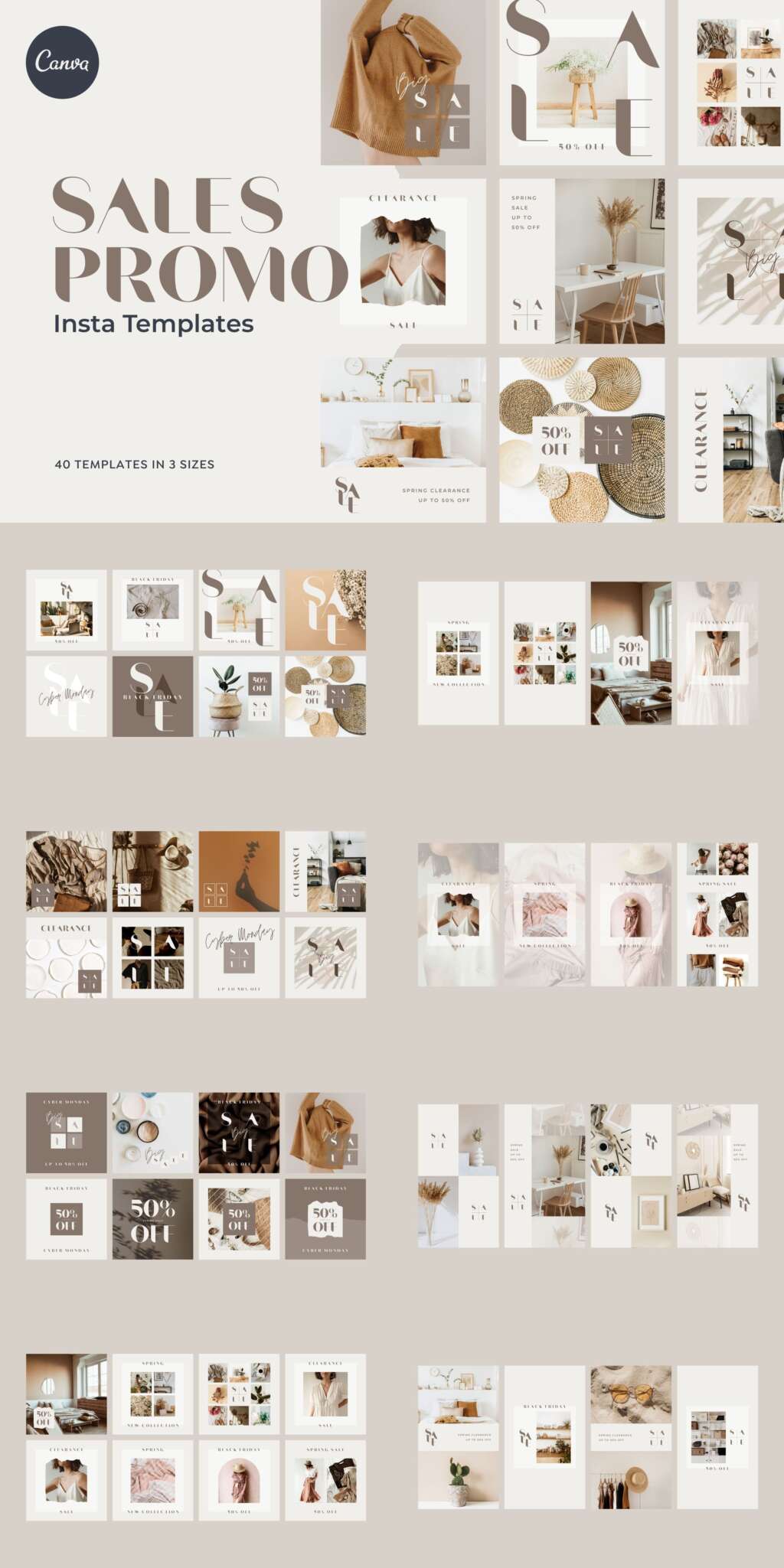 Instagram Template Canva – Elegant Minimum Sales Promotion Organic Post ...