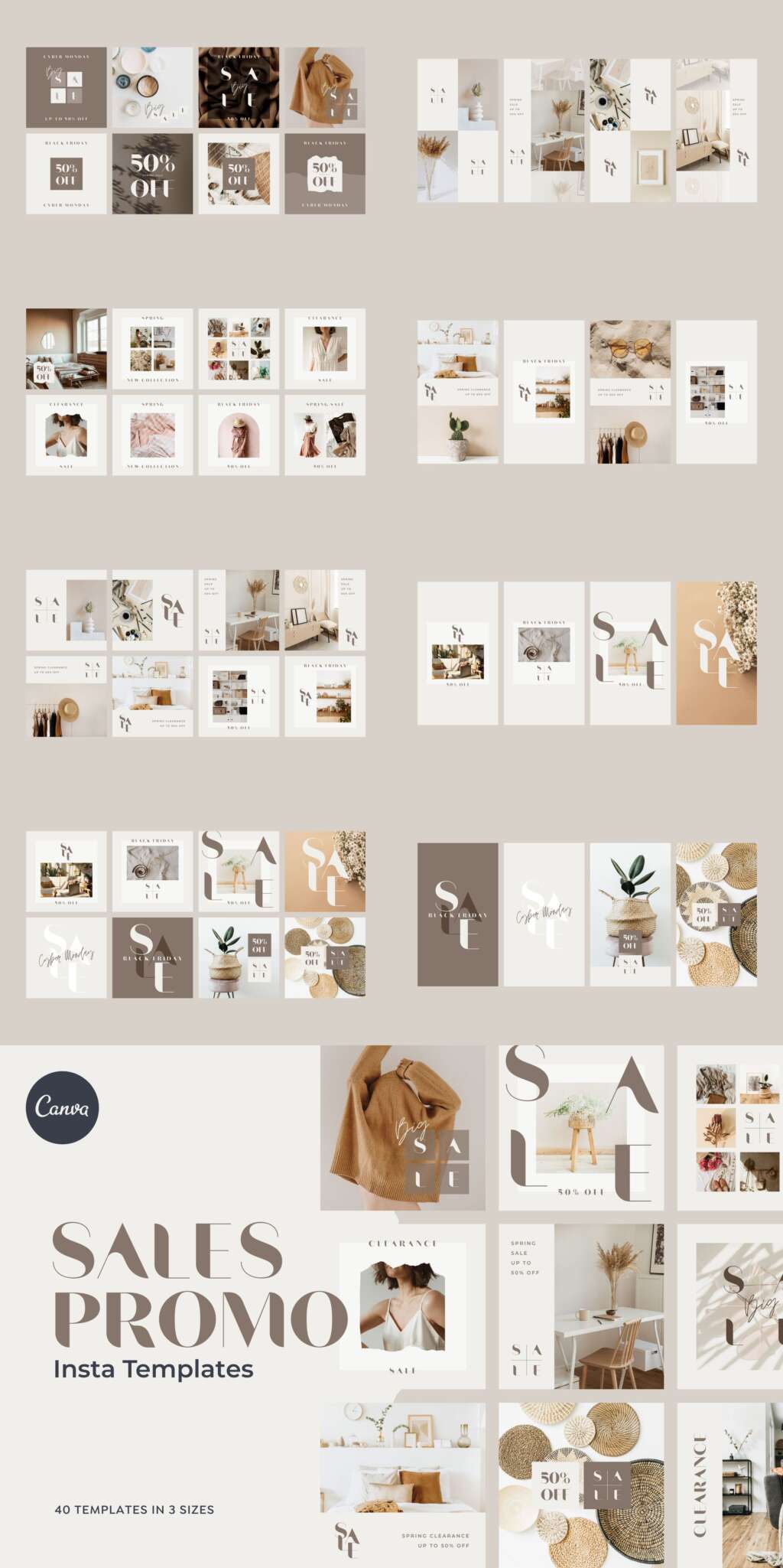 Instagram Template Canva – Elegant Minimum Sales Promotion Organic Post ...