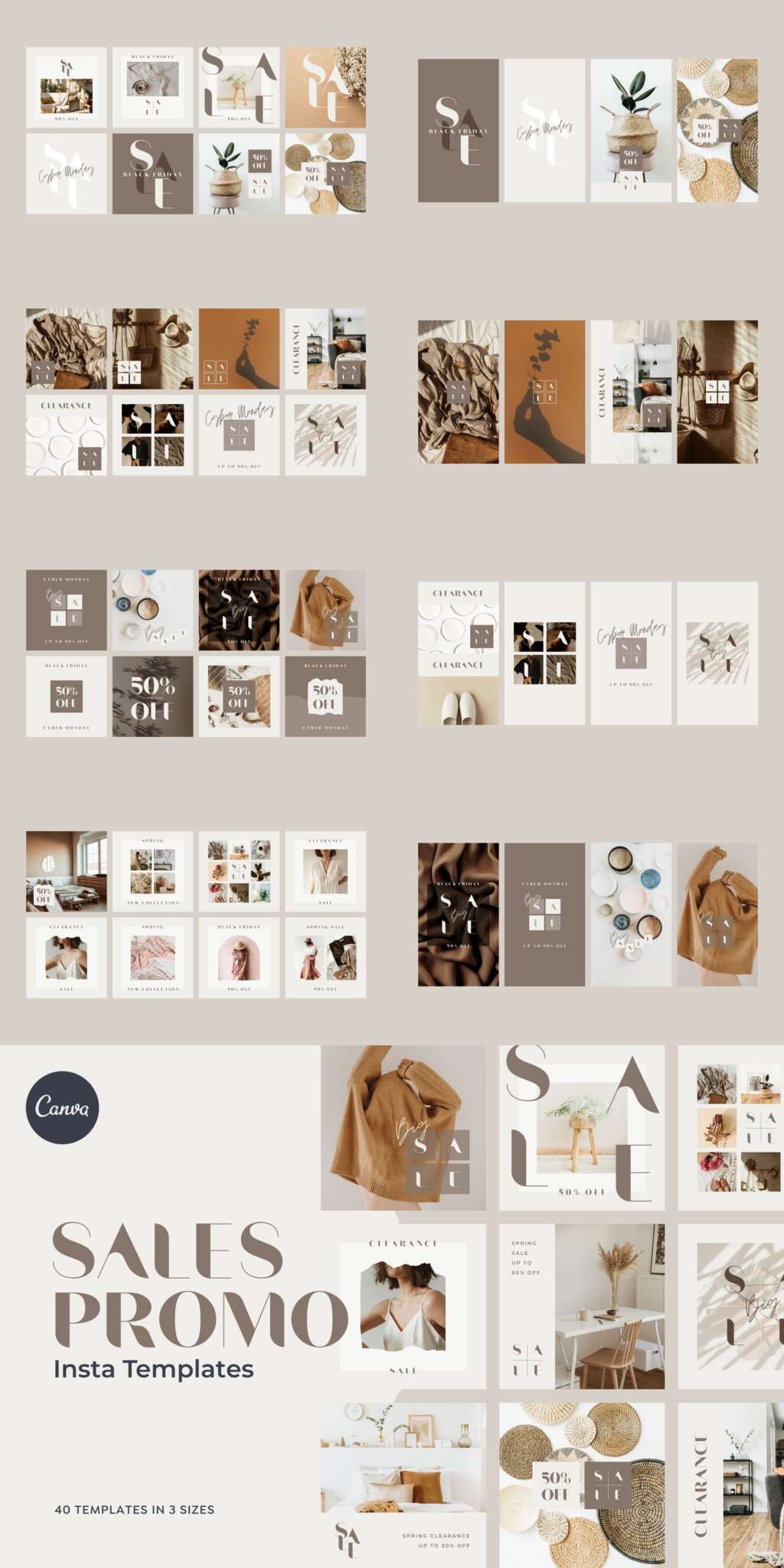 Instagram Template Canva – Elegant Minimum Sales Promotion Organic Post ...