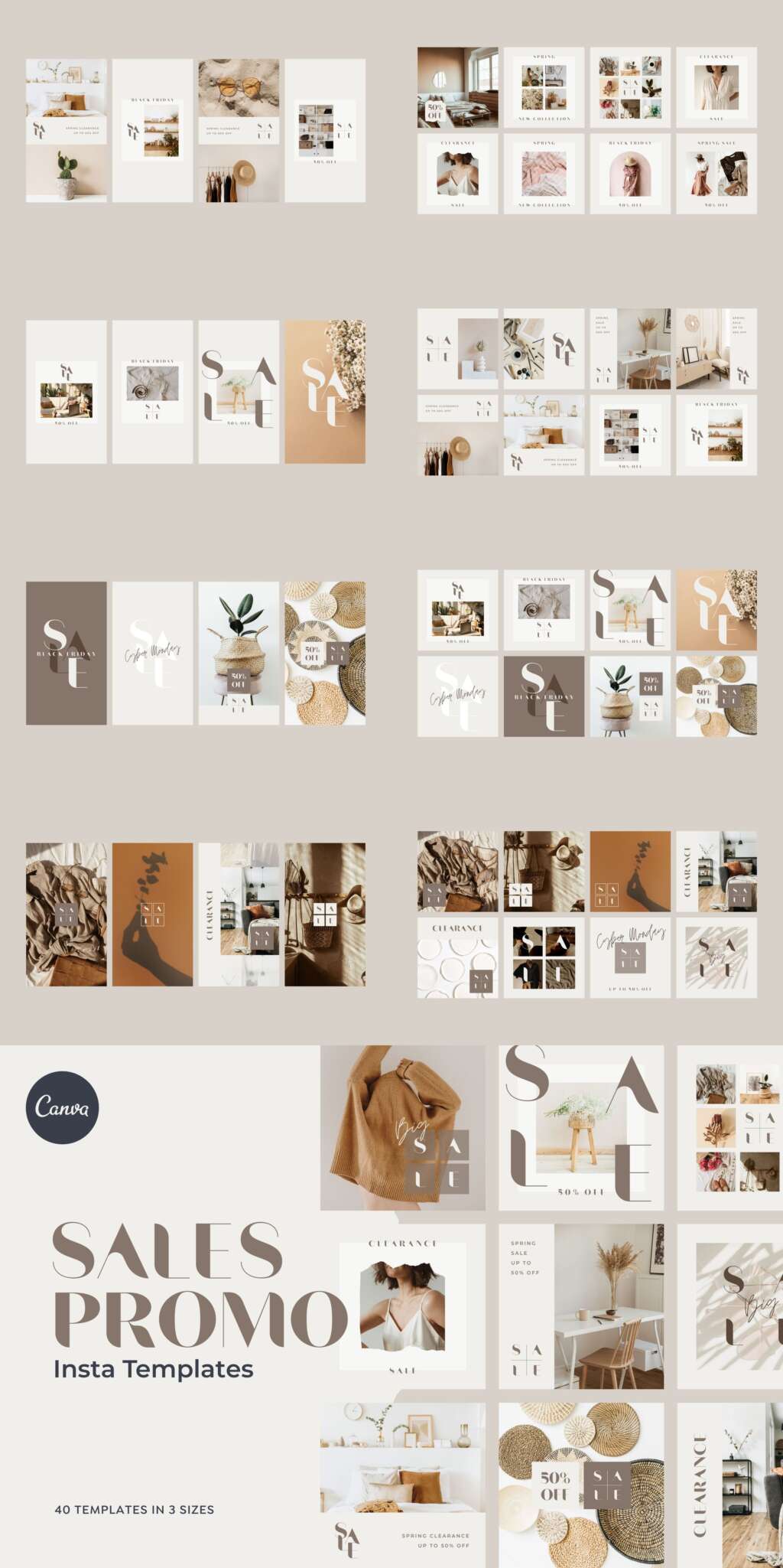 Instagram Template Canva – Elegant Minimum Sales Promotion Organic Post ...