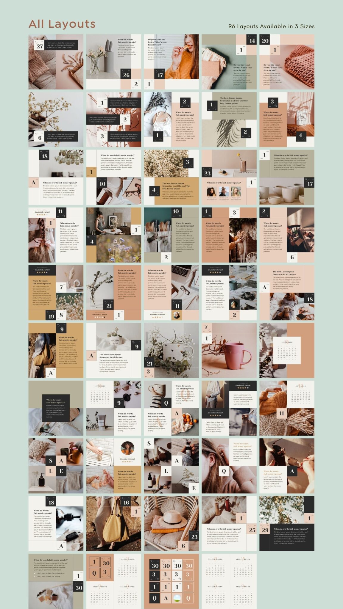 Instagram 96 Advent Calendar Post Templates Canva – Editable Minimum ...