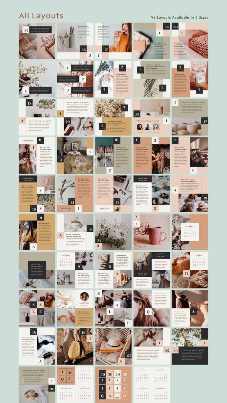 Instagram 96 Advent Calendar Post Templates Canva – Editable Minimum ...