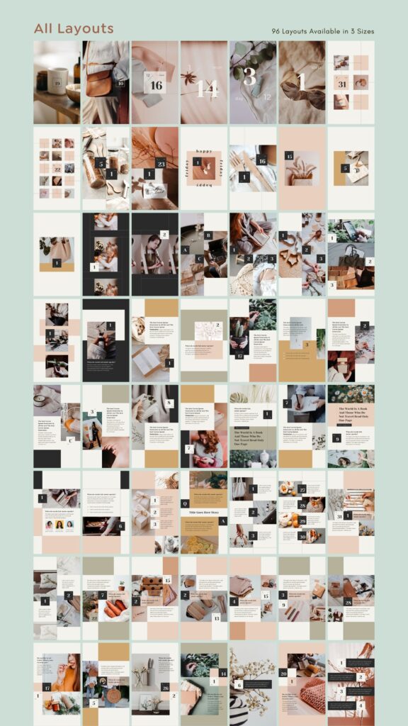 Instagram 96 Advent Calendar Story Templates Canva – Editable Minimum ...
