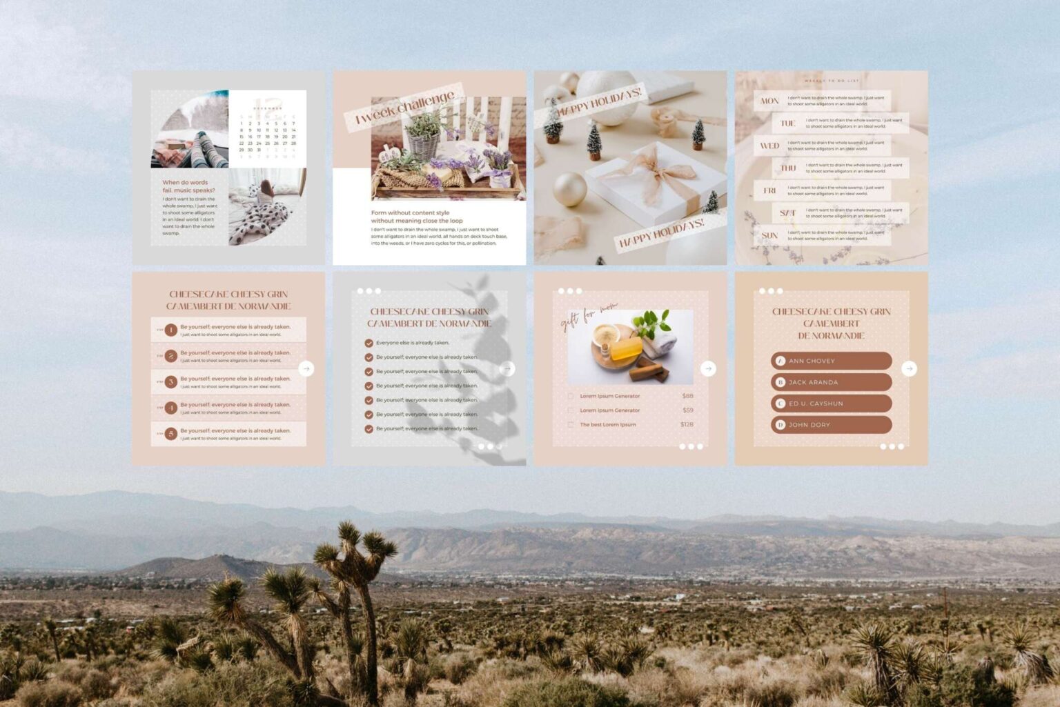 100 Instagram Templates Canva Post Dot- Editable Pink Beige Social ...