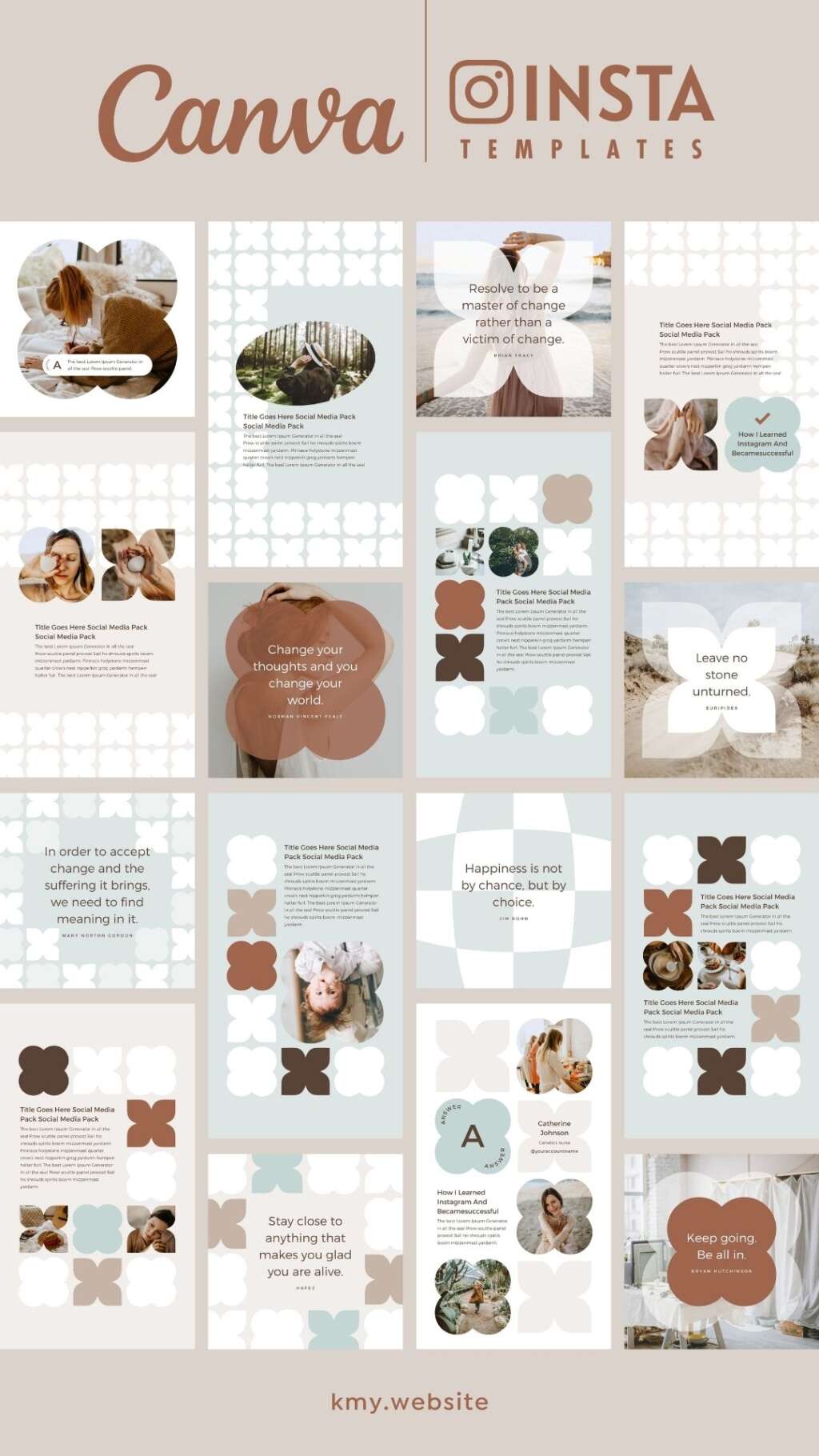 Instagram Template Canva Post Story Mint – Reel Cover Carousel Animated ...