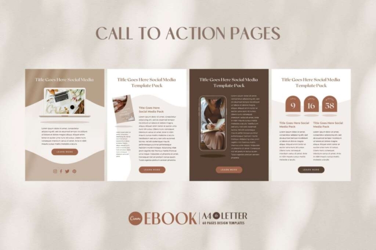 60 eBook Template Canva Shadow – A4 & US Letter Magazine Design Cover ...