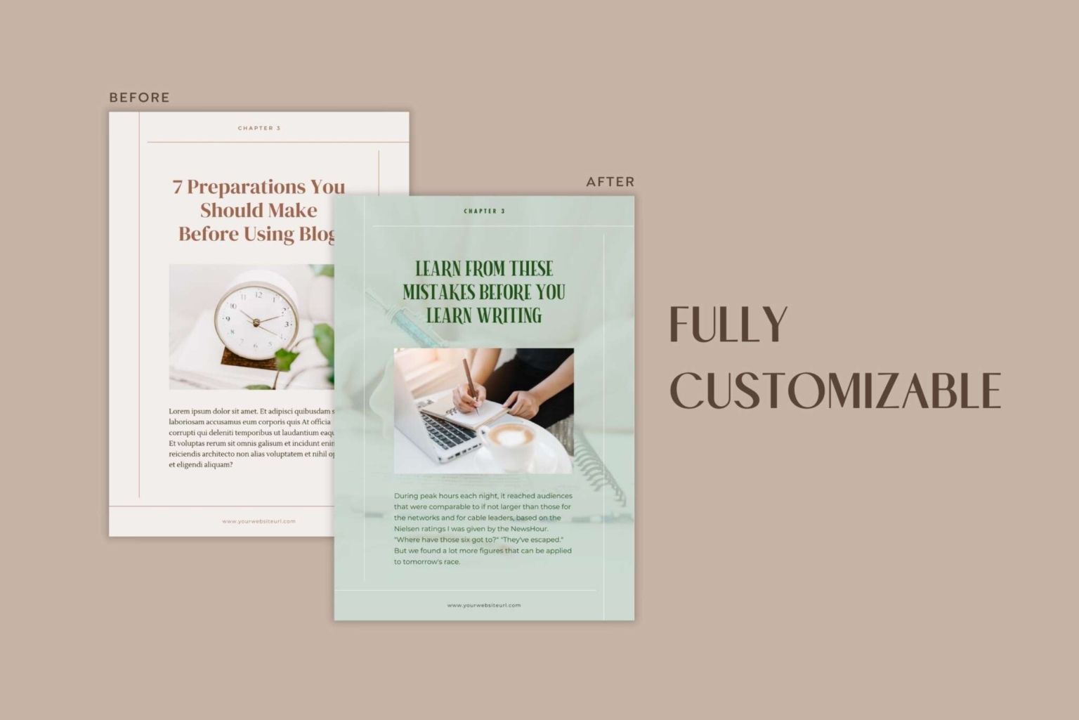 eBook Template Canva Beige – A4 US Letter Magazine Design Cover Lead ...