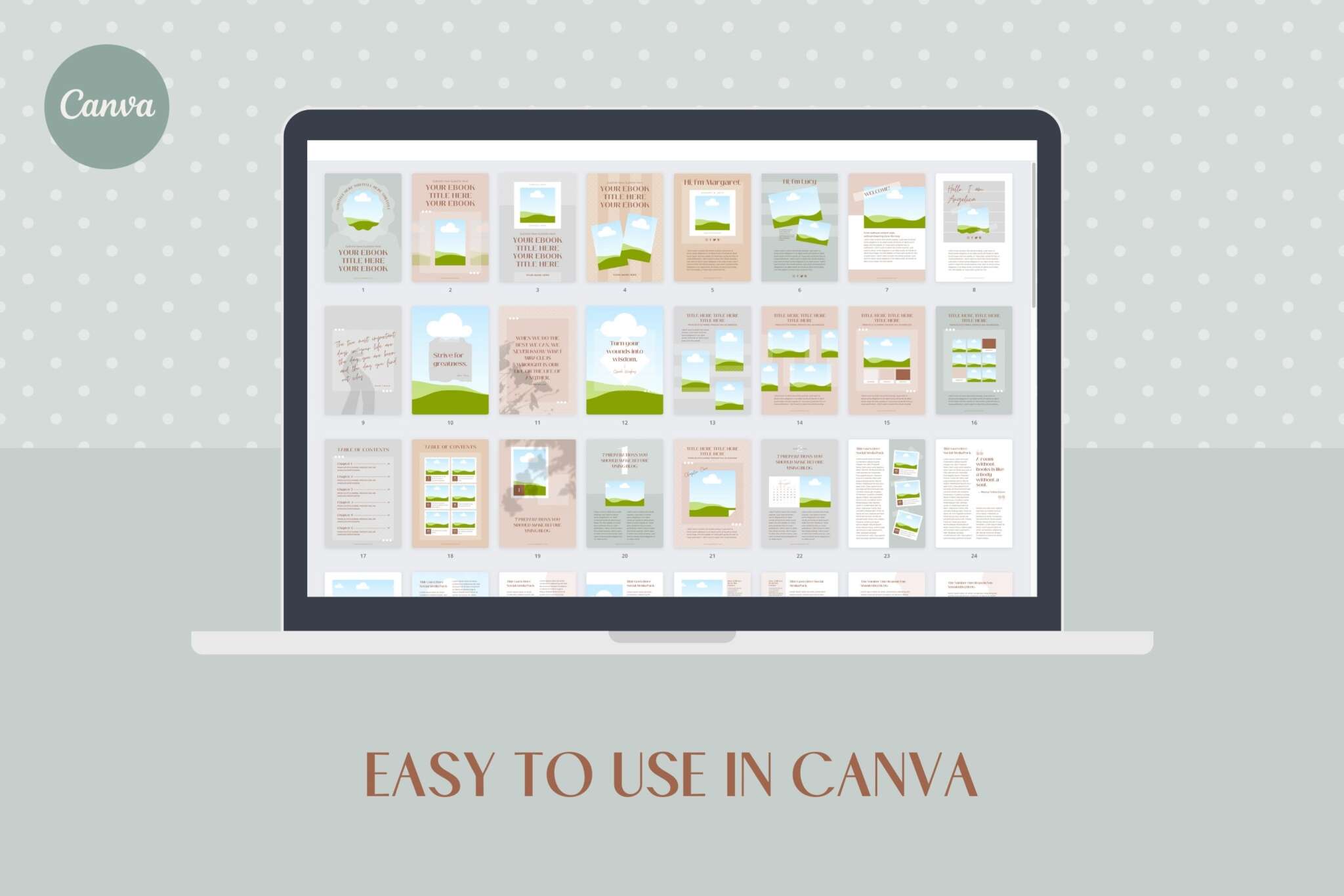 eBook Template Canva Polka Dot – A4 US Letter Magazine Design Cover ...