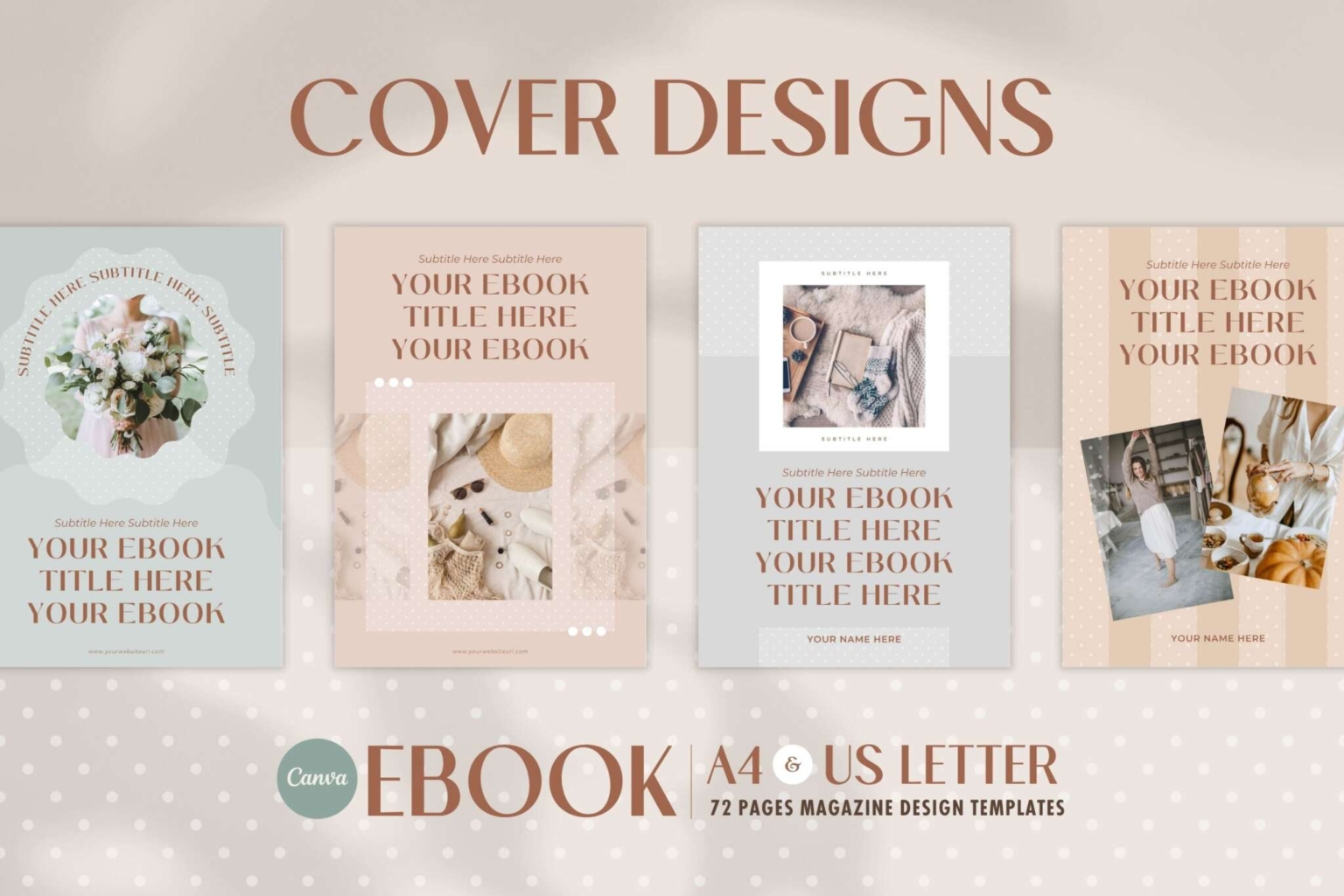 72 eBook Templates Canva Polka Dot – A4 US Letter Magazine Design Cover ...