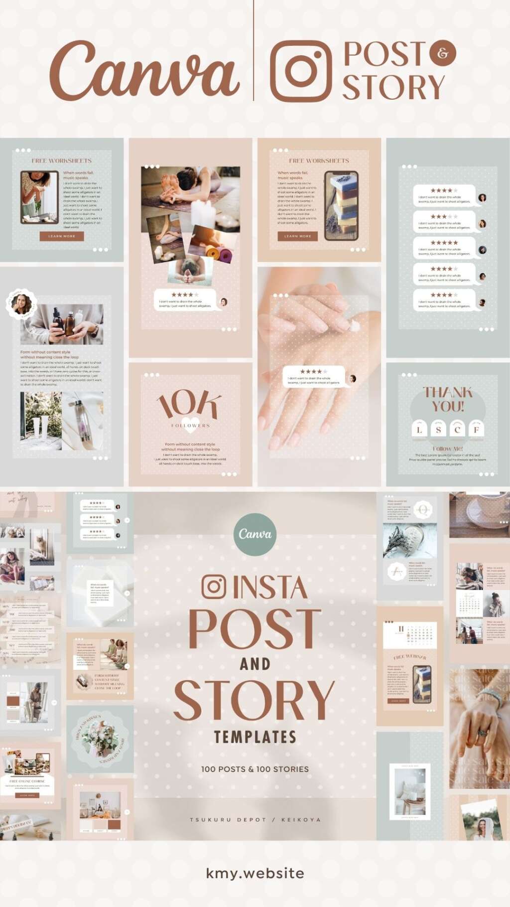 Instagram Post Story templates Canva Polka Dot | つくるデポ