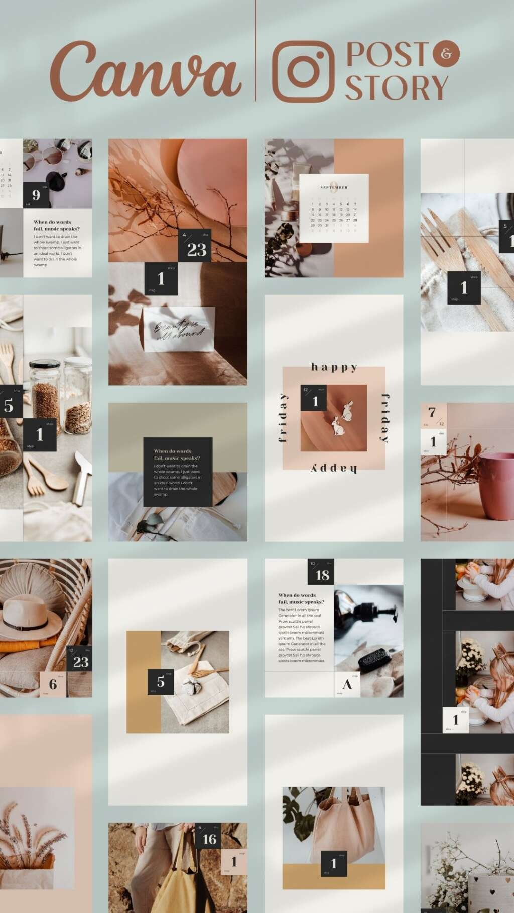 Instagram Template Post Story Canva Calendar – Editable Reel Shorts ...