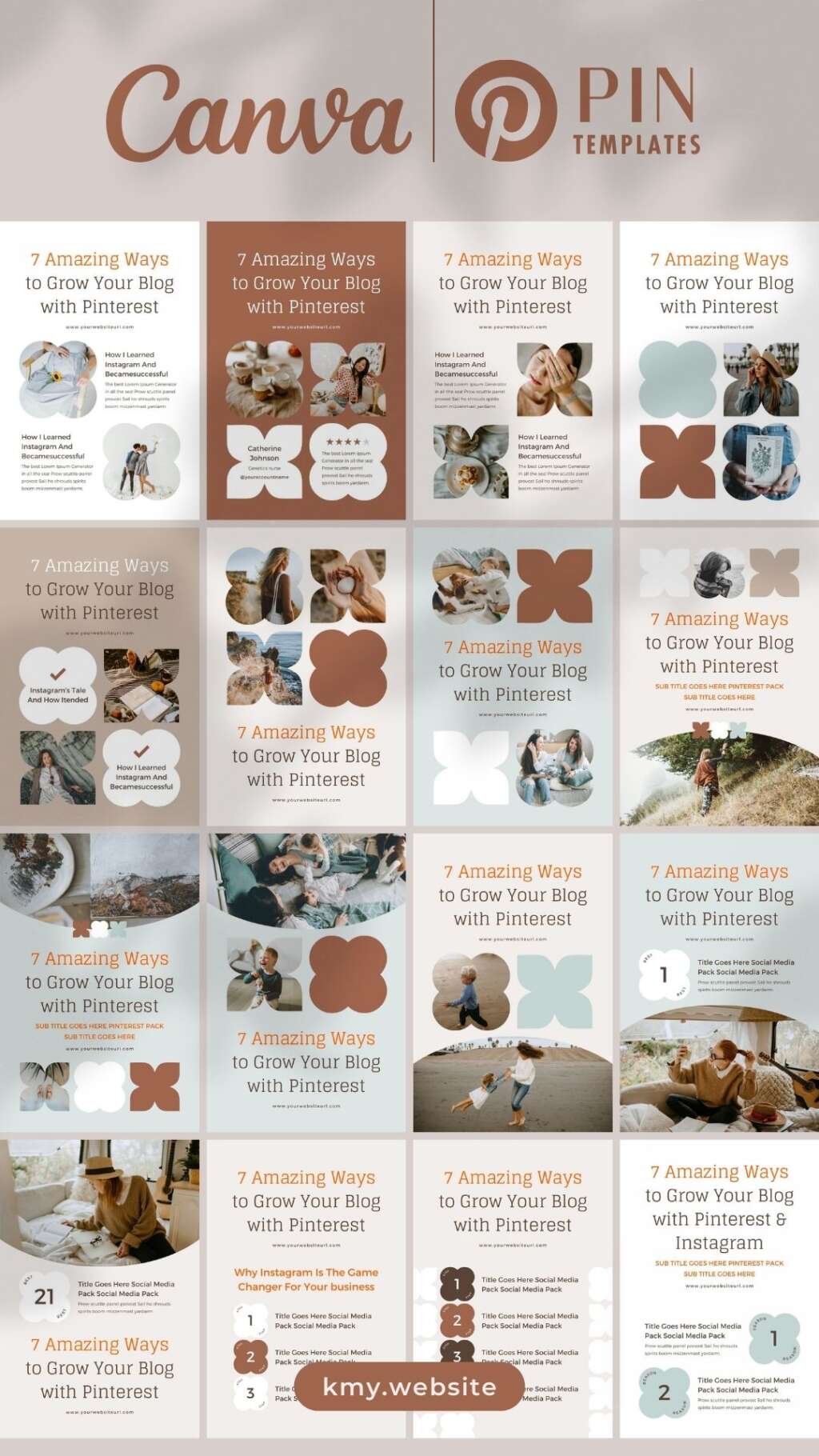 Pinterest Templates Canva Mint – Modern Retro Customizable Minimum ...