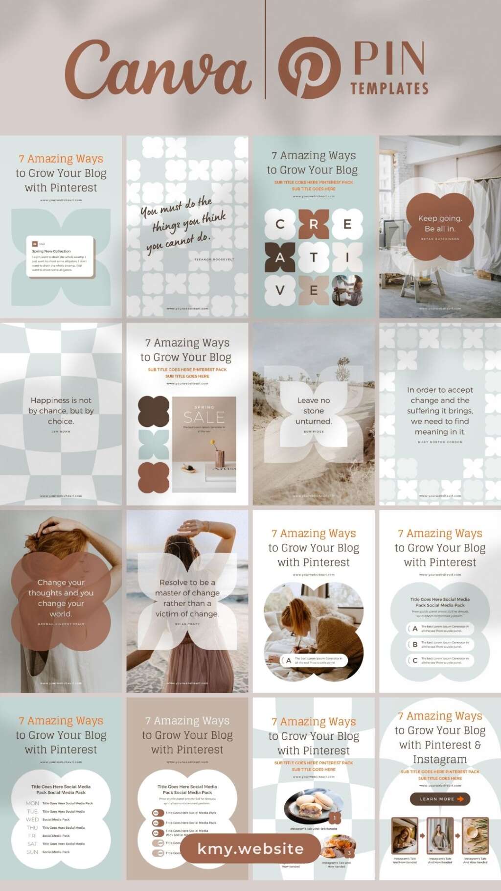 Pinterest Templates Canva Mint – Modern Retro Customizable Minimum ...