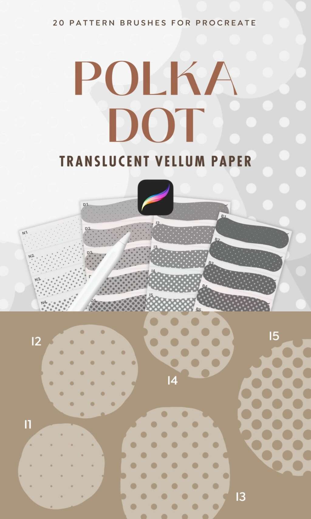 Procreate Halftone Polka Dot Pattern Brushes | つくるデポ