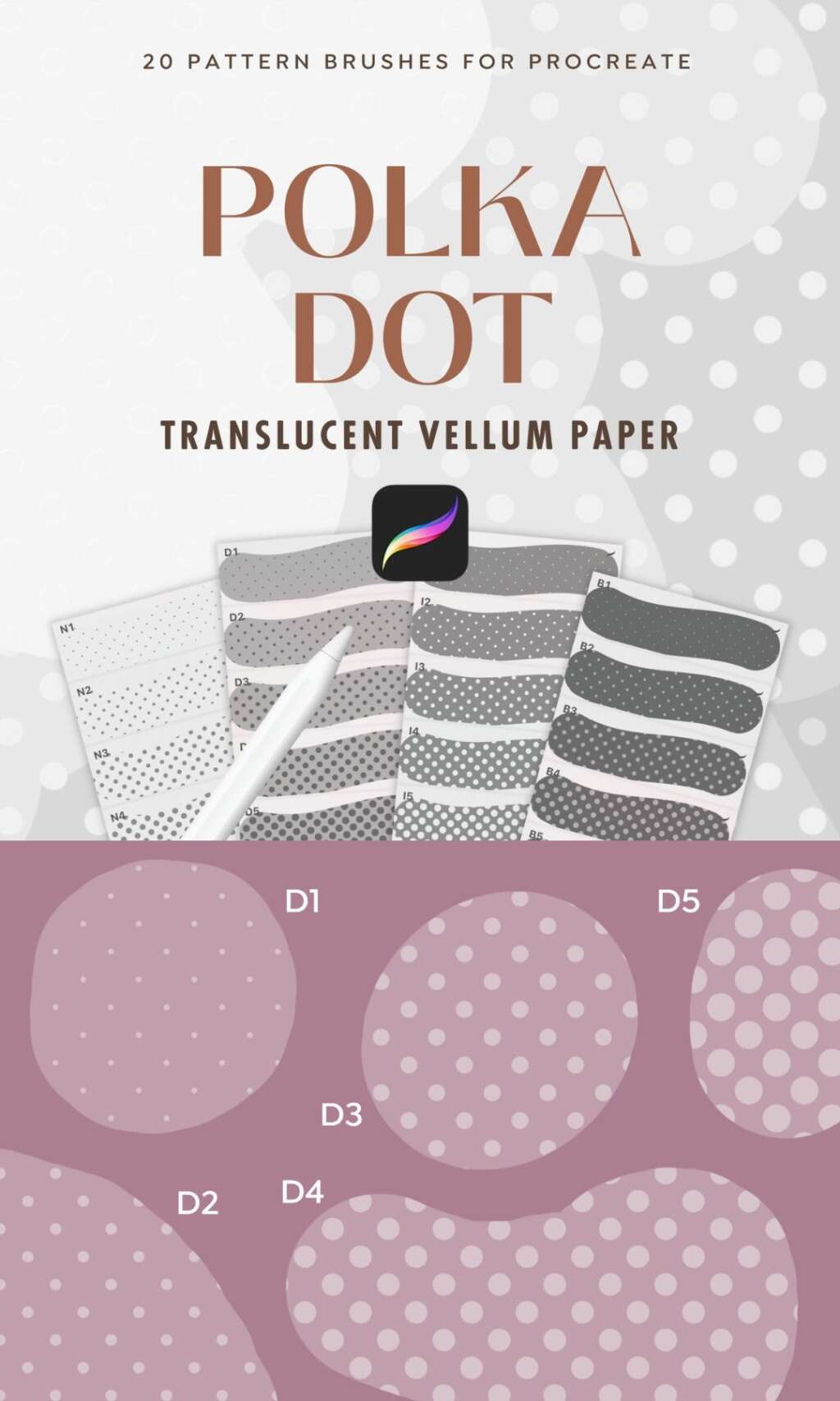 Procreate Halftone Polka Dot Pattern Brushes | つくるデポ